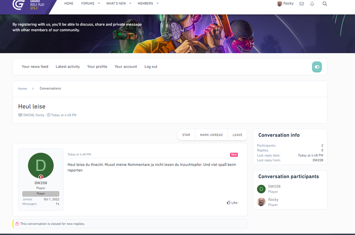 Approved - OOC Beleidigung | Grand Role Play | Forum