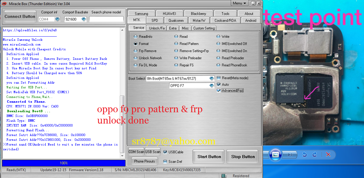 oppo f9 pro pattern and frp unlock done with Miracle Thunder | IMEI ...