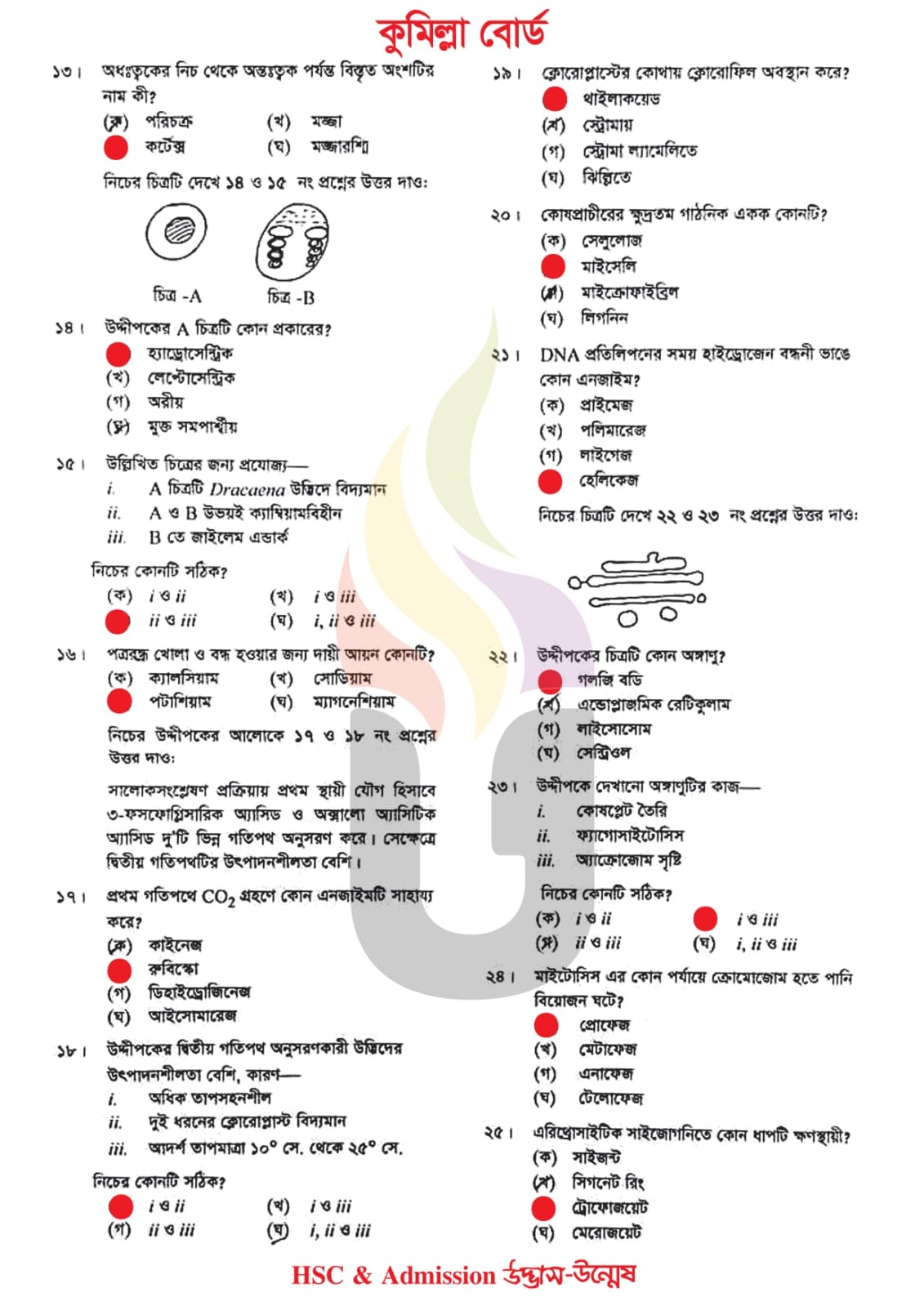 HSC Biology 1st Paper MCQ Questions and Answers 2023 PDF Download All ...