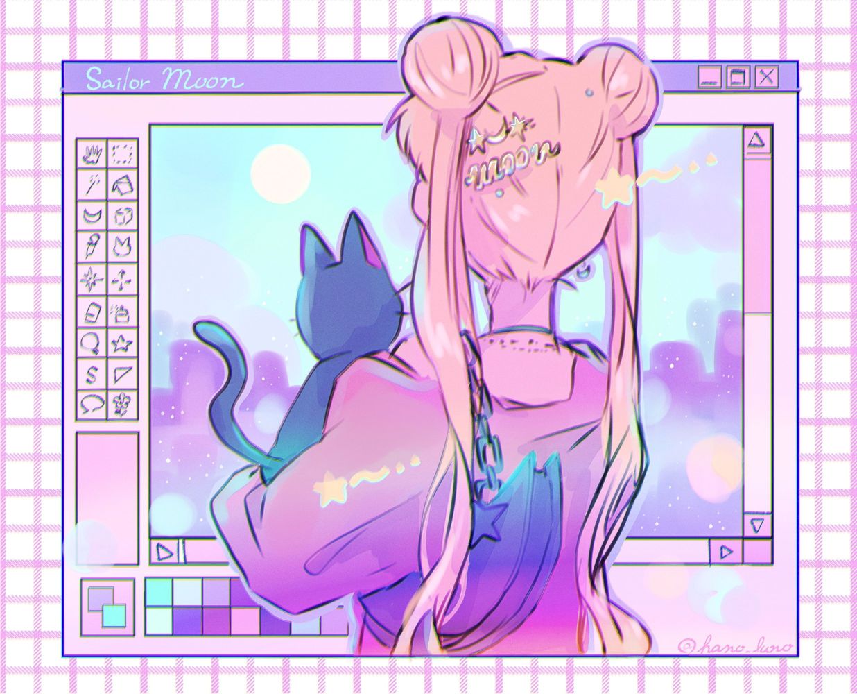 tsukino usagi and luna bishoujo senshi sailor moon drawn by hano luno ...