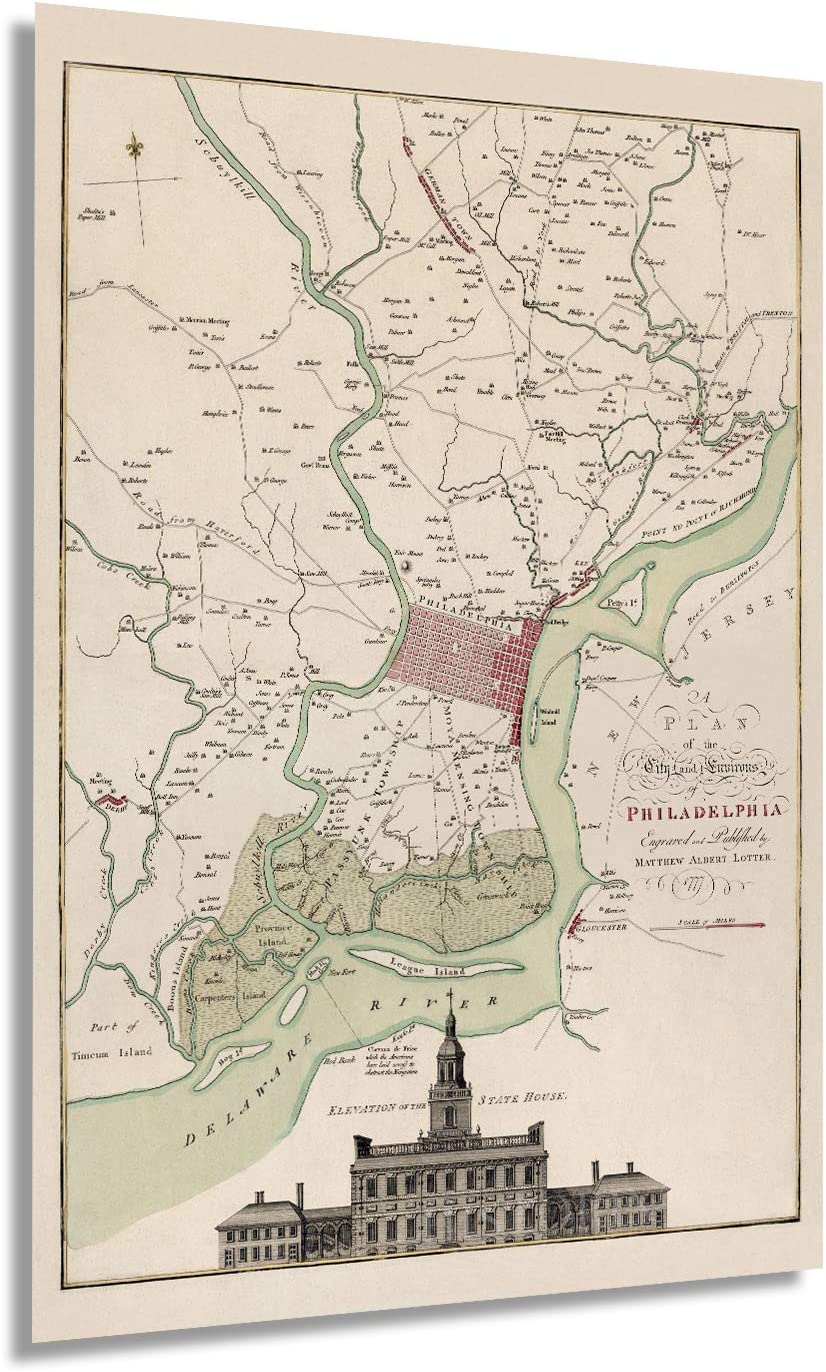 1777 Map of Philadelphia Pennsylvania - Vintage Philadelphia PA Wall ...