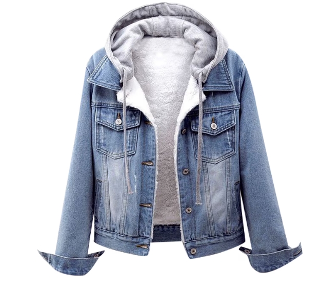 Aricy Women's Denim Hoodie Jackets Women's Fashion Long Sleeve Basic ...