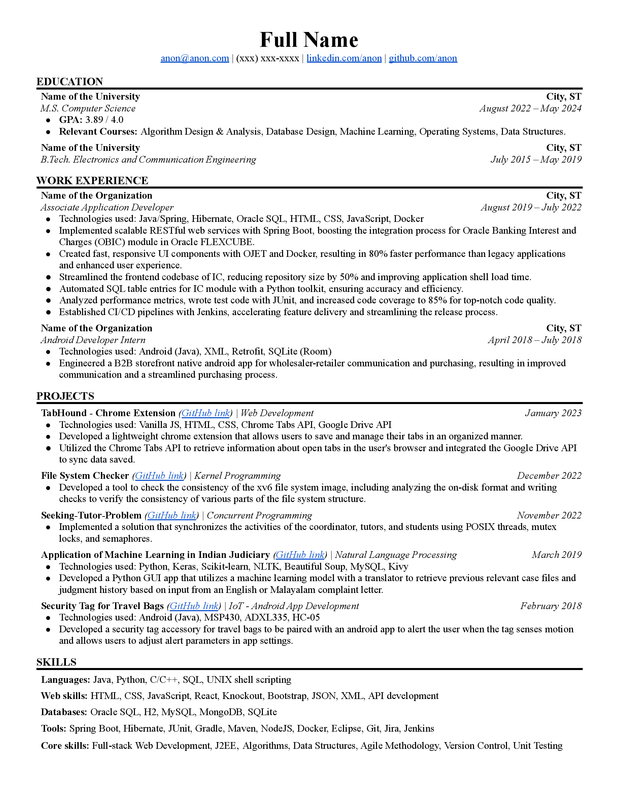 Anonymized resume — Postimages