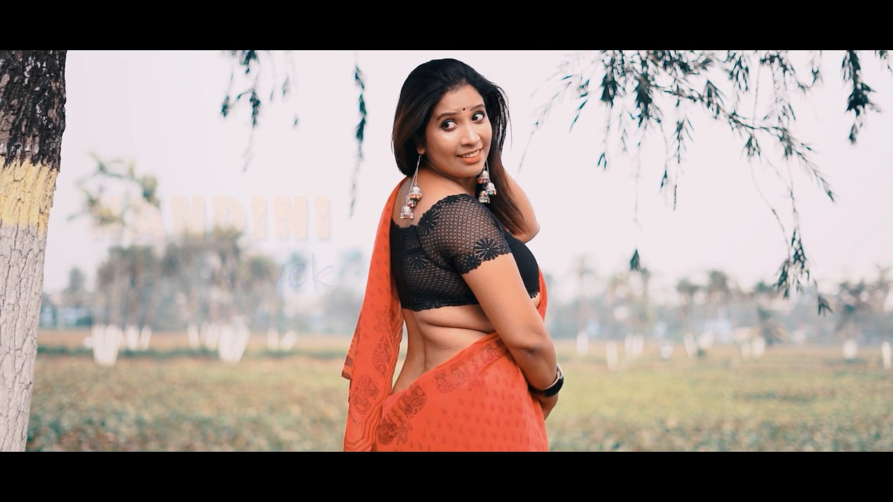 Cap Saree Sundari Naari Feat Nandita Orange Color Saree Full Hd 2021 00
