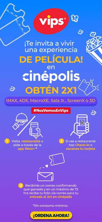 VIPS: 2x1 en Cinépolis haciendo check-in con la app Wow Plus