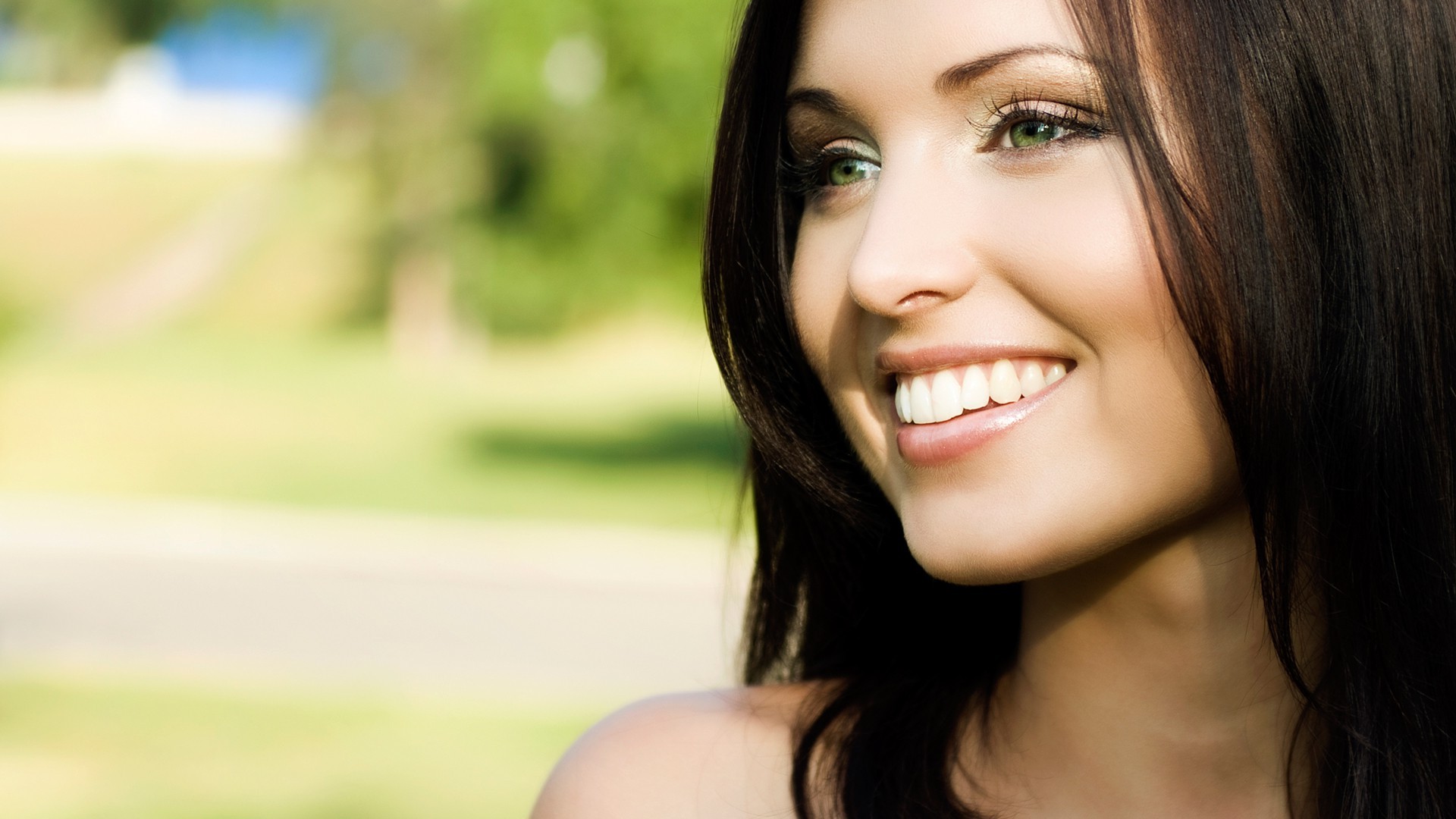 310311 women model brunette long hair women outdoors nature face — Postimages