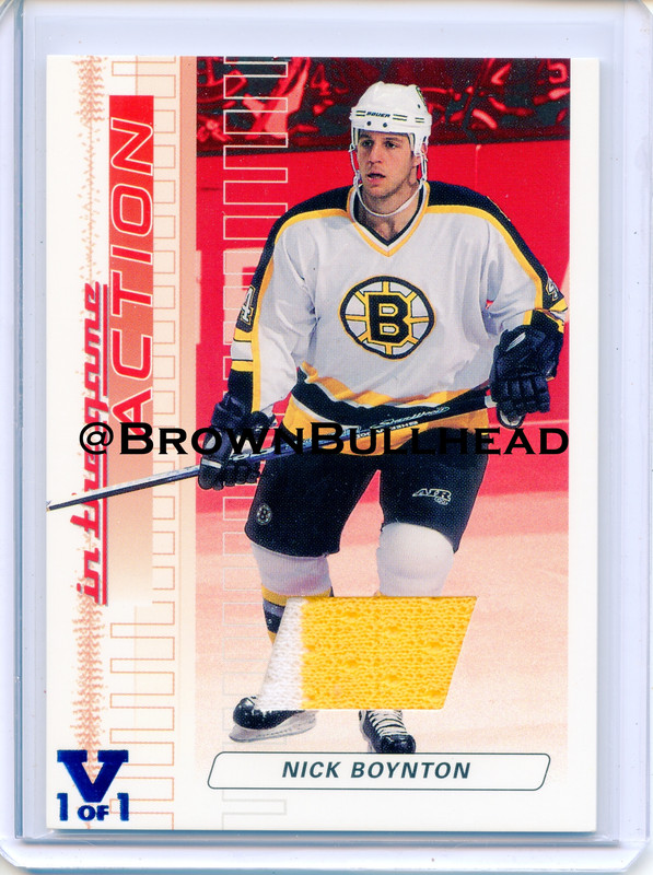 2003 04 ITG Action Jerseys M 008 [ Nick Boynton] [ Boston Bruins] [ Ruby] [ 500] [swatch=white ...