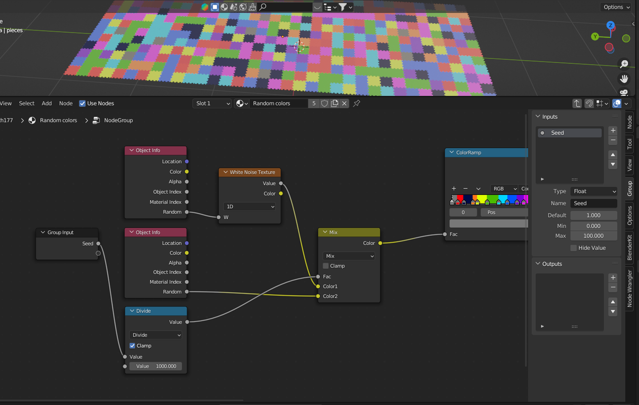 How can I change the seed of the Random output of this Object info node to get different colors ...