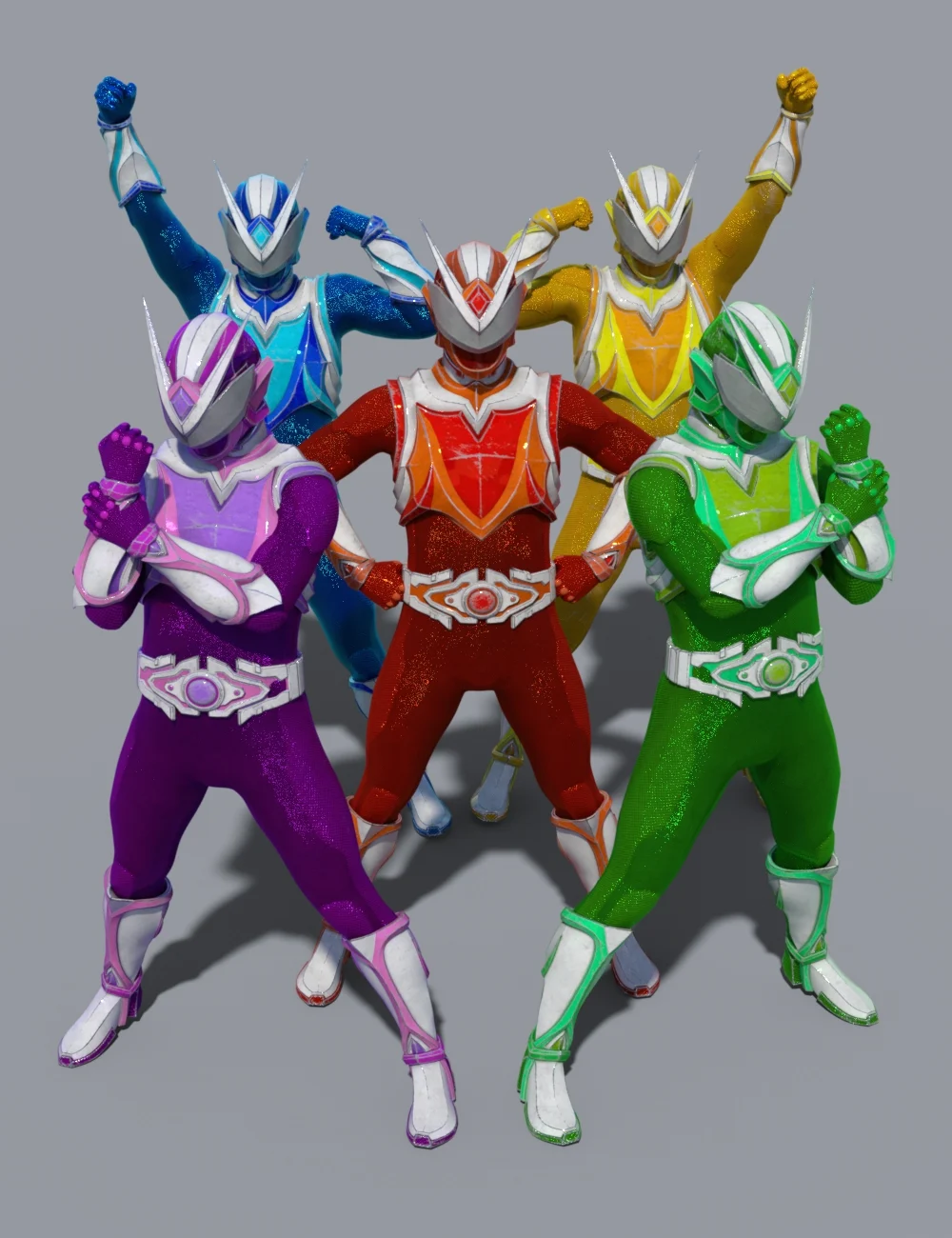 V Sentai For Genesis 9 And Victoria 9 And Sentai Poses - Free Daz 3D Models