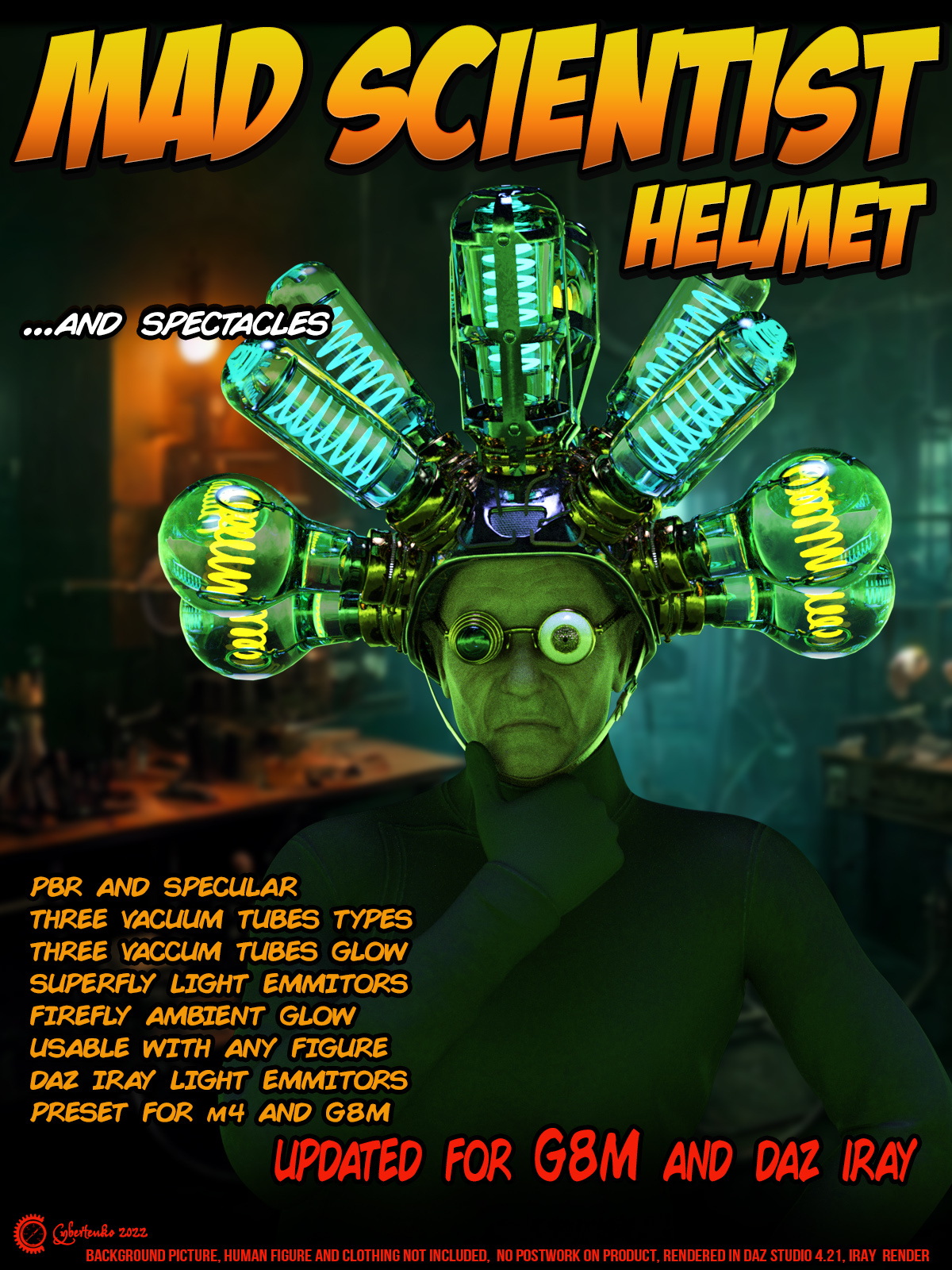 (FILLED) Mad Scientist Helmet ...and Spectacles - Free Daz 3D Models