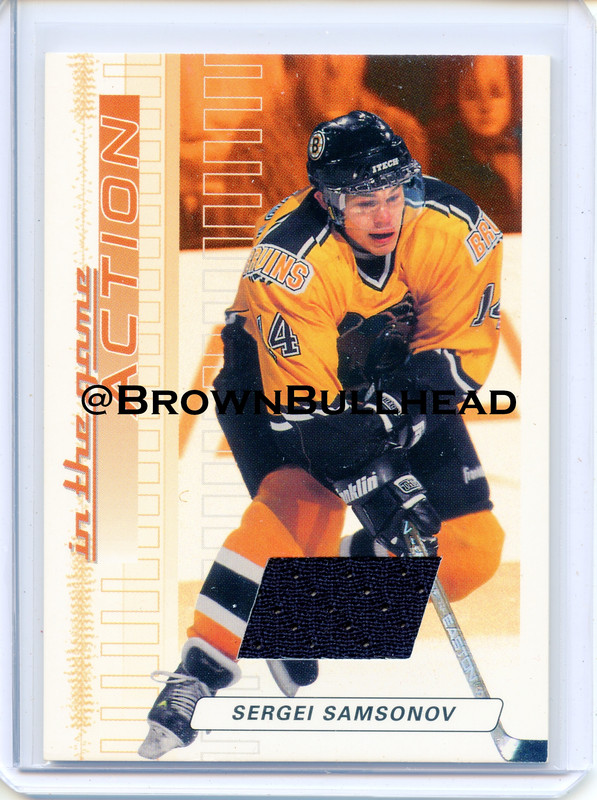 2003 04 ITG Action Jerseys M 175 [ Sergei Samsonov] [ Boston Bruins] [ Bronze] [ 100] [swatch ...
