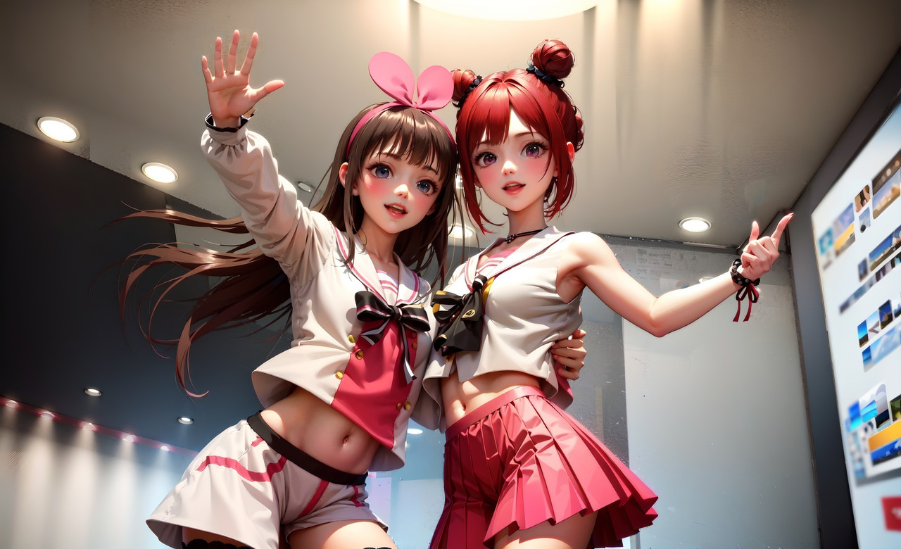04705 2186097357 masterpiece, best quality, highres,2girls, blurry background, light rays ...