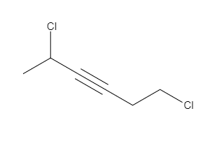 Draw the structure for 1,5-dichloro-3-hexyne. | Quizlet