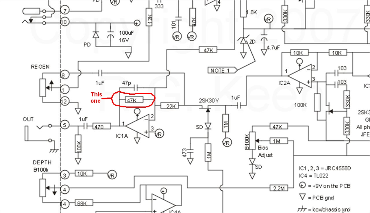 Boss BF-2 flanger: volume mod?