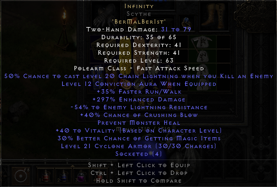 Infinity Scythe -54 Elr - Topic - d2jsp