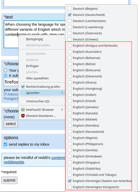 Spellchecker: reduce the selection of "language variants" : r/firefox