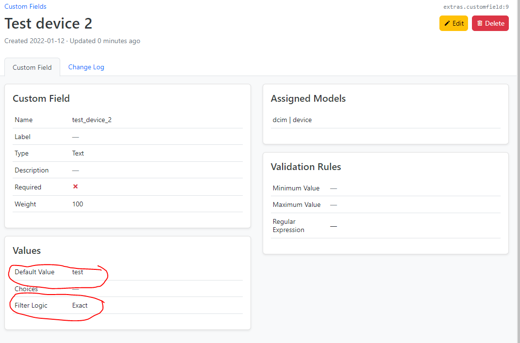 Custom Field Of Any Type With Default Value Auto Select A Filter · Issue 8340 · Netbox