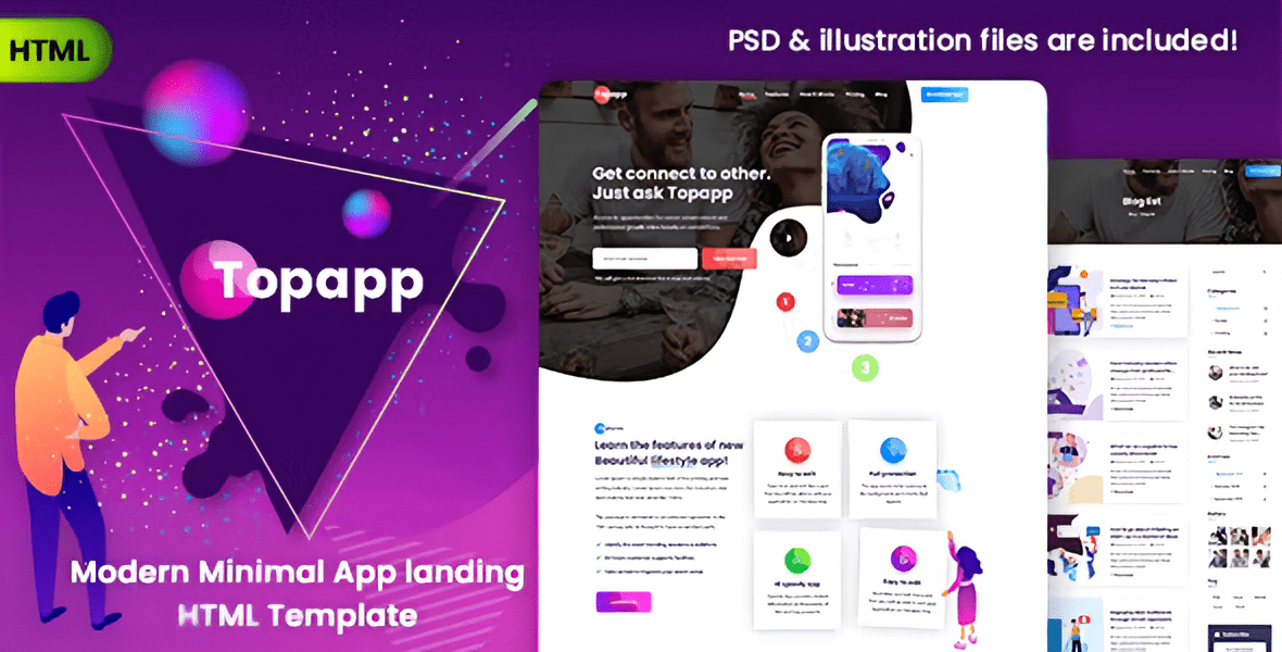 Topapp - App Landing Page Template HTML – Bliter GPL