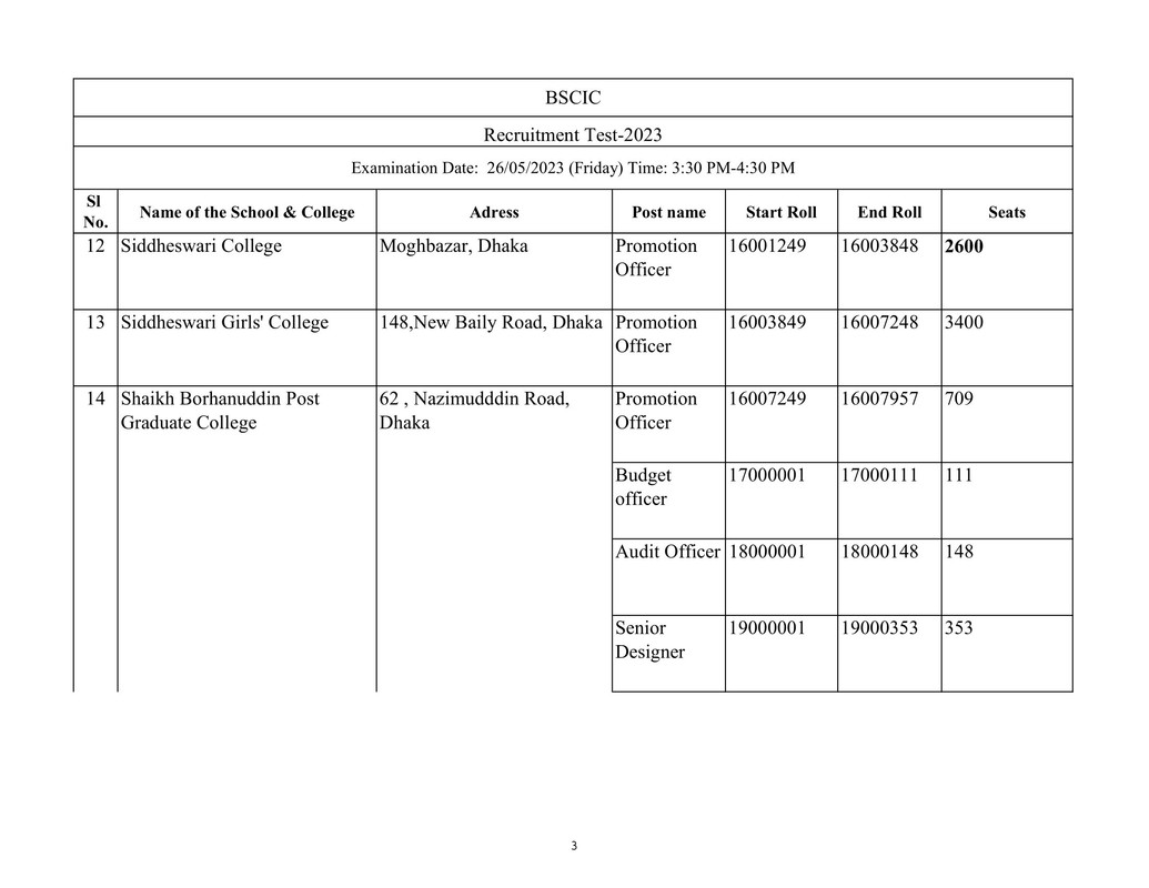 BSCIC Exam Seat Plan 2023 PDF 3 — Postimages