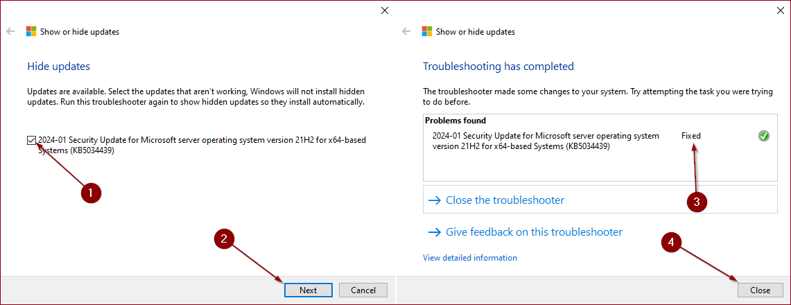 Issues with KB5034439 on Windows Server 2022? This is how you can temporarily hide this update ...