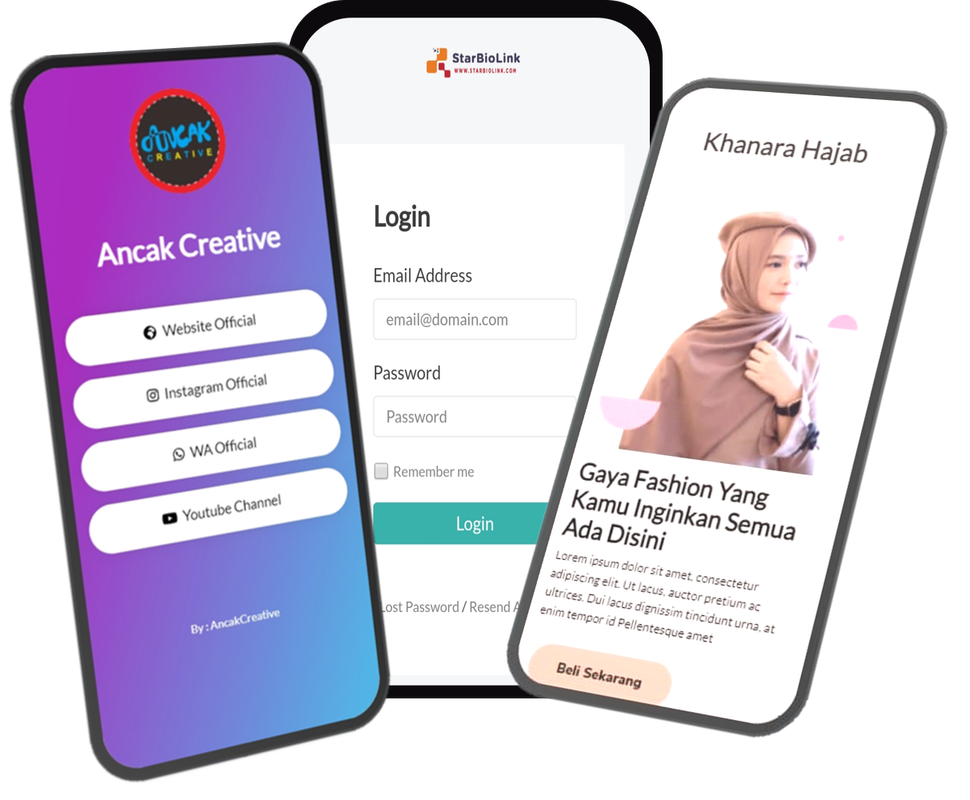 Beberapa contoh bio link pada Instagram (IG)