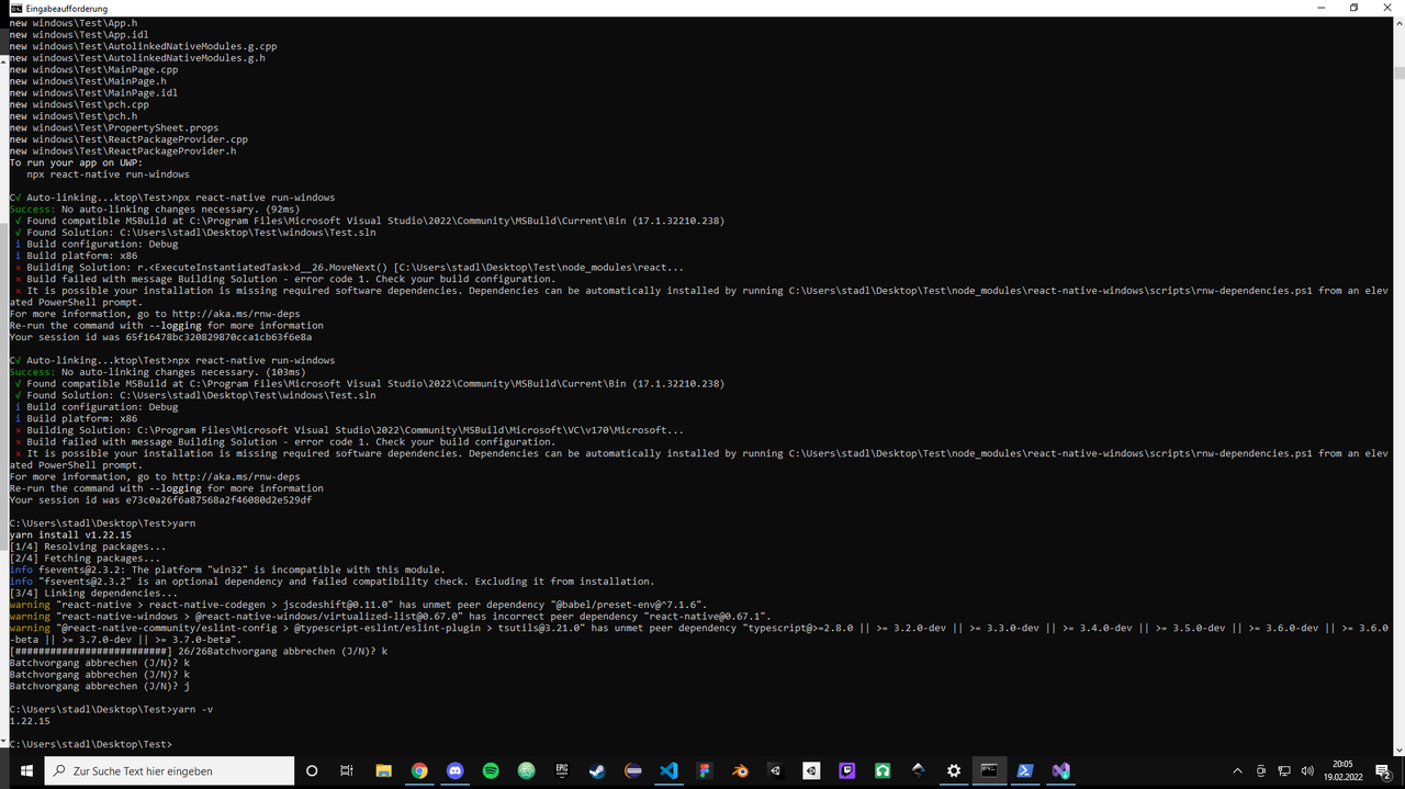 Typescript Run React Native Application On Windows With Npx React Native Run Windows Stack