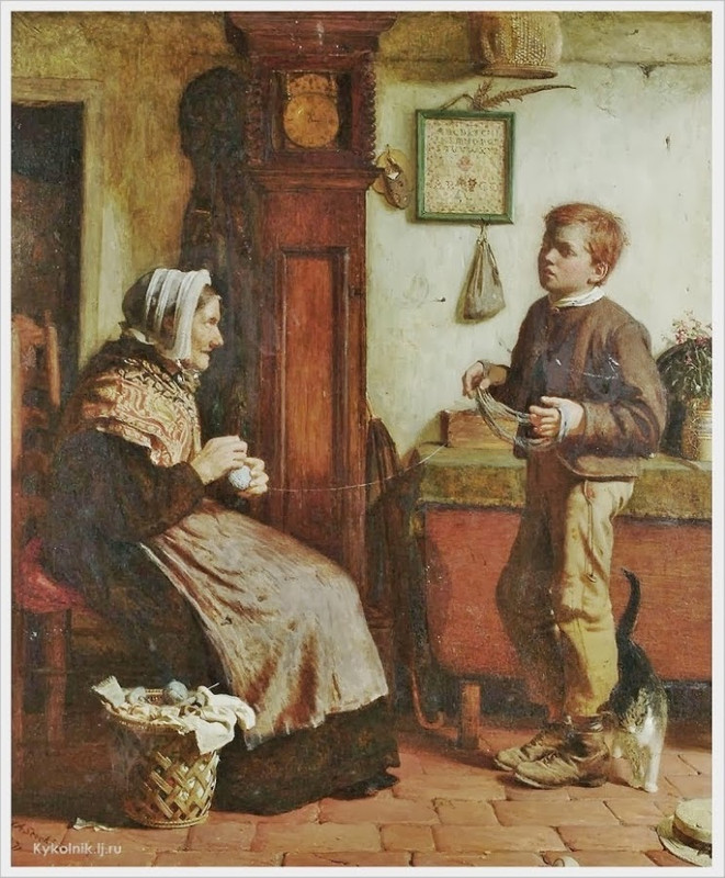Arthur Stocks British 1846 1889 Winding the skein 1871 — Postimages