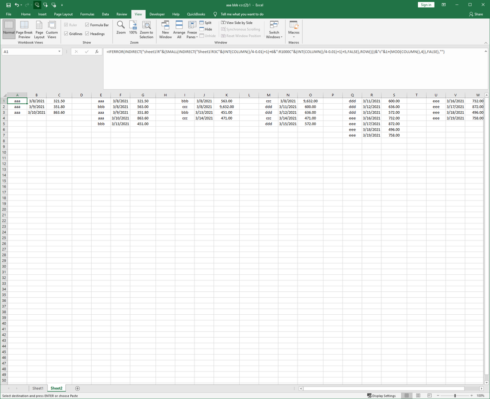 Need some help making rows of a table appearing into another one : r/excel