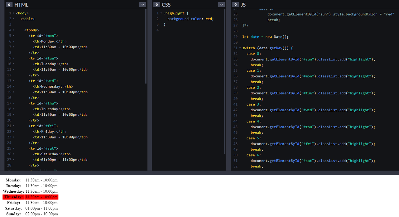 switch statement - help => : r/learnjavascript