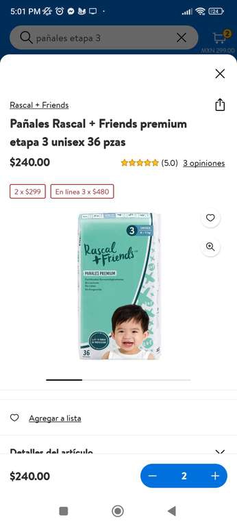 Walmart Súper: Pañales Rascal + Friends premium etapa 3 unisex 36 pzas ...