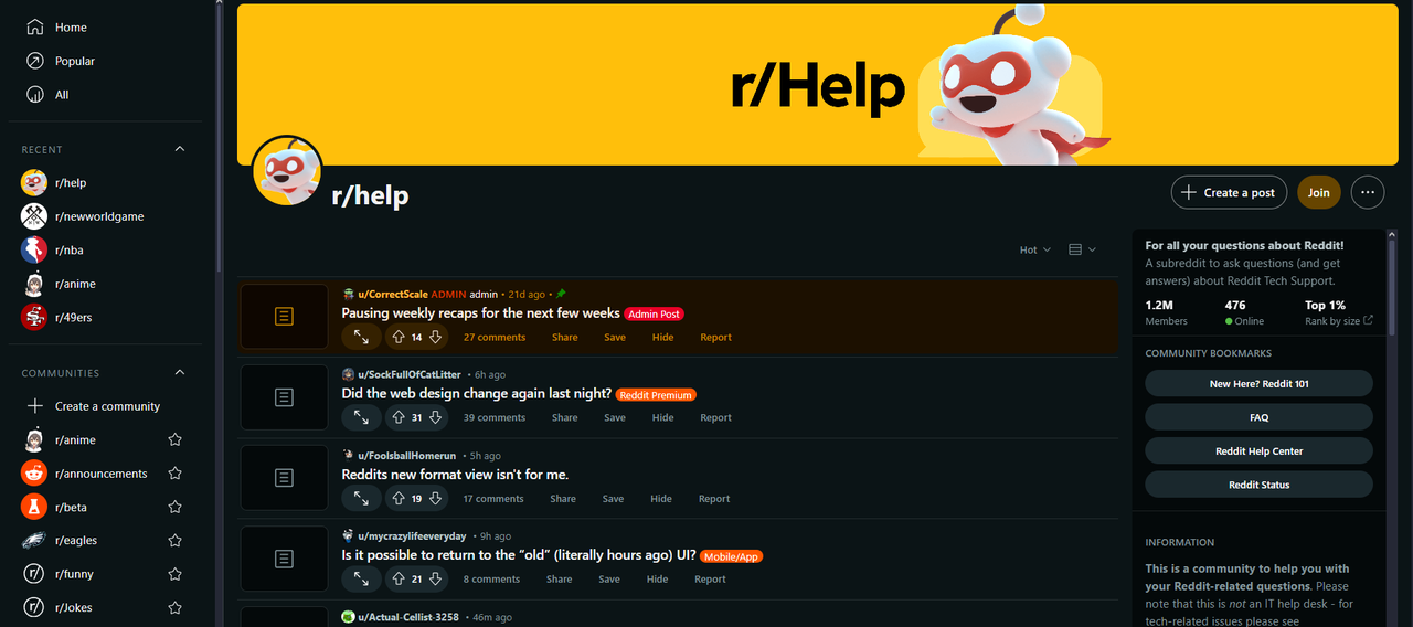Reddit's layout keeps changing on me and it's horrible : r/help