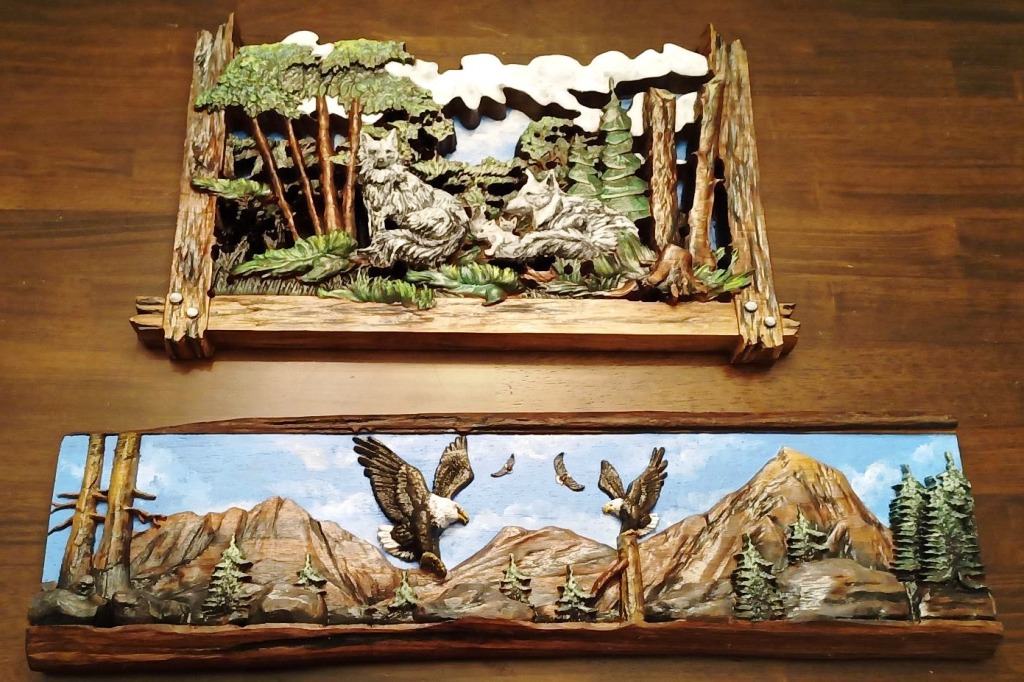 Wolves and eagles back from paint | Router Forums