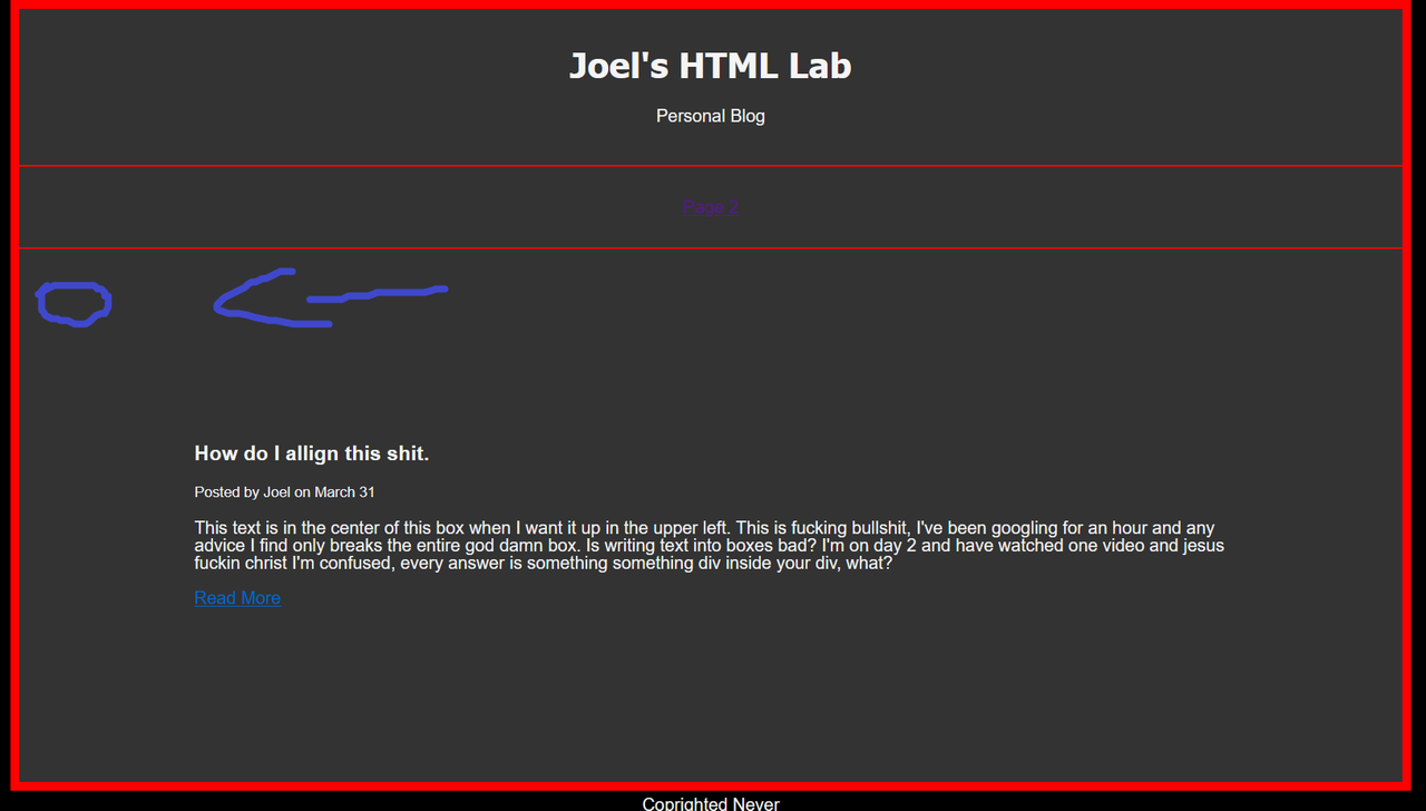 Alligning text inside of a box : r/HTML
