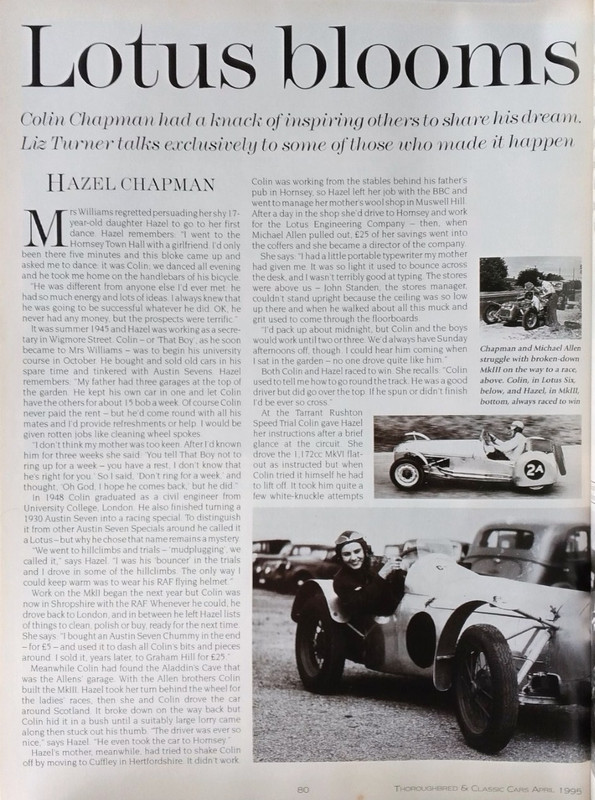 Hazel Chapman RIP - The Nostalgia Forum - The Autosport Forums