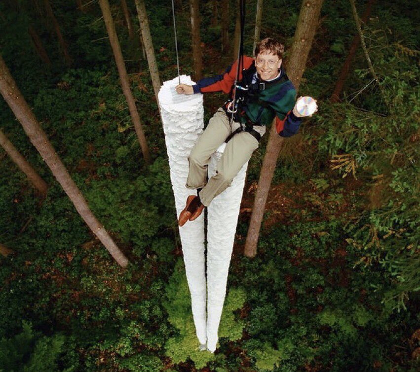 Bill Gates in 1994 showing a CD-ROM could hold more info than a stack ...