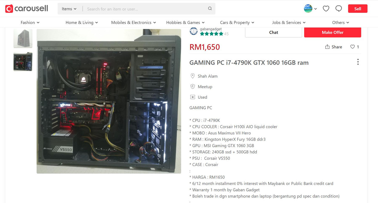 *SOLD*> *SECOND HAND* Gaming PC Desktop Set