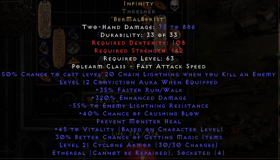Infinity Eth Thresher -55/+320ed /-5ed From Perf/ - Topic - d2jsp