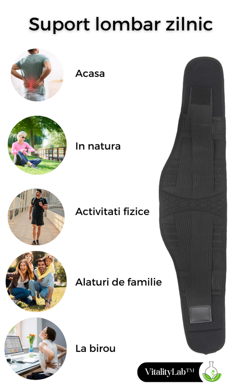 Centura lombara premium Vitality Lab™, 9 zone de suport lombar pentru ...