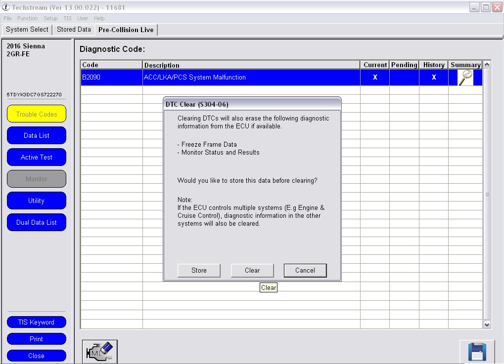 Check PCS System Warning | Toyota Sienna Forum - siennachat.com