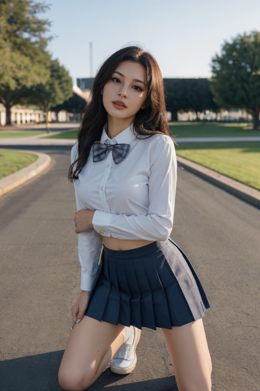 00031 3354257493 woman beautiful face cute realistic detailed scenic view of school campus lo ...