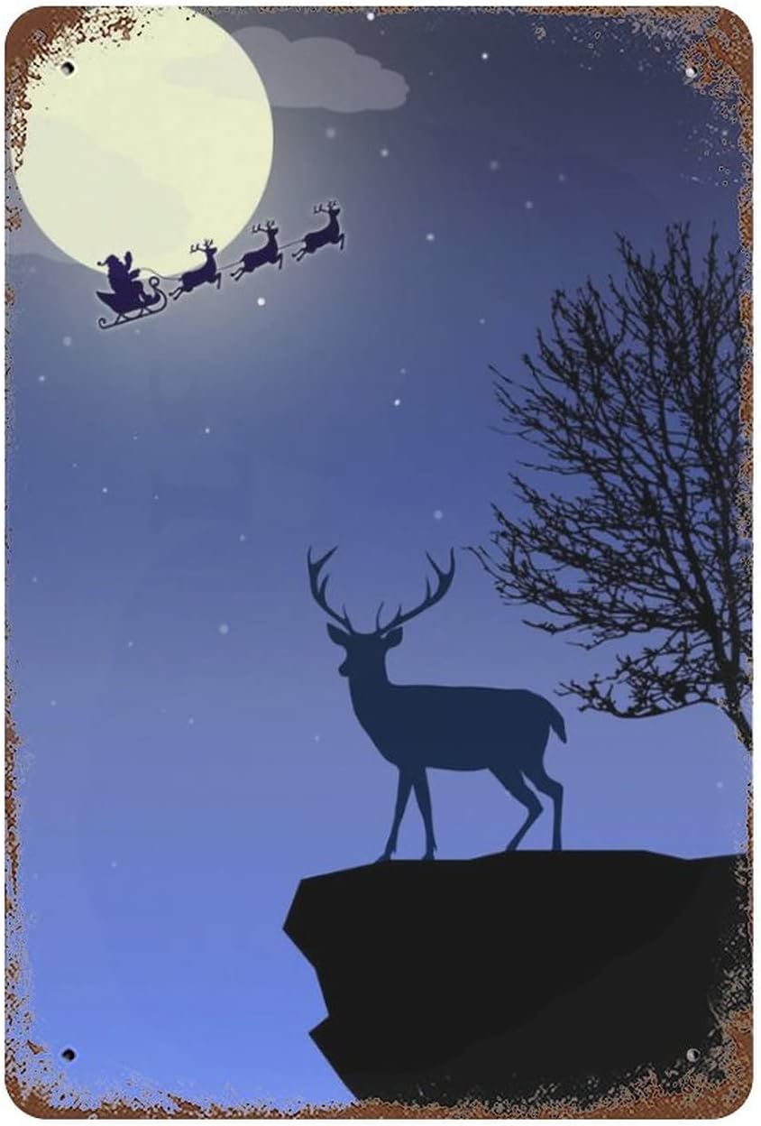 ANJUJU Moon Christmas Tin Sign Vintage Metal Pub Club Cafe Bar Home ...