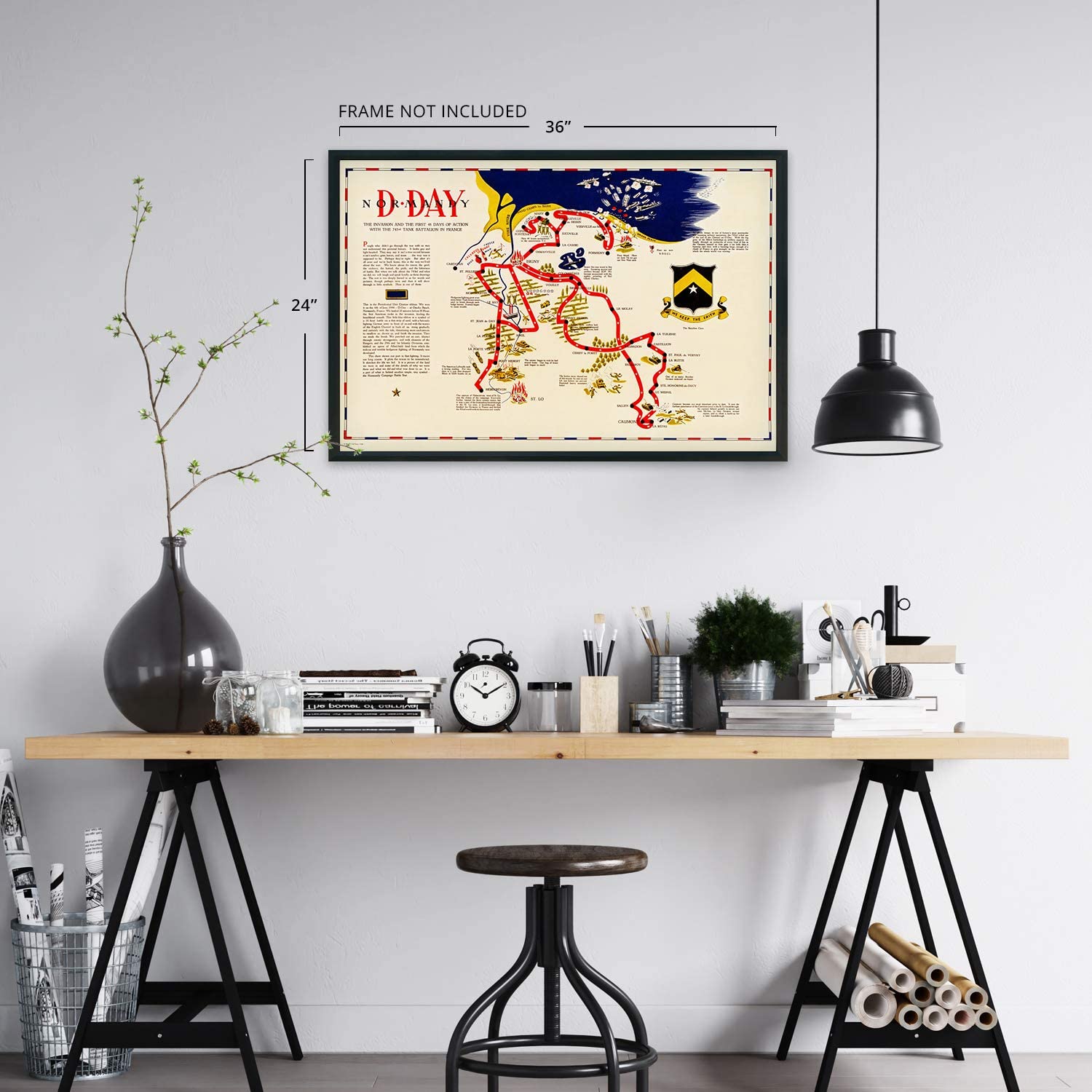 1944 D Day Normandy Map Poster - Vintage D-Day Normandy France Wall Art ...