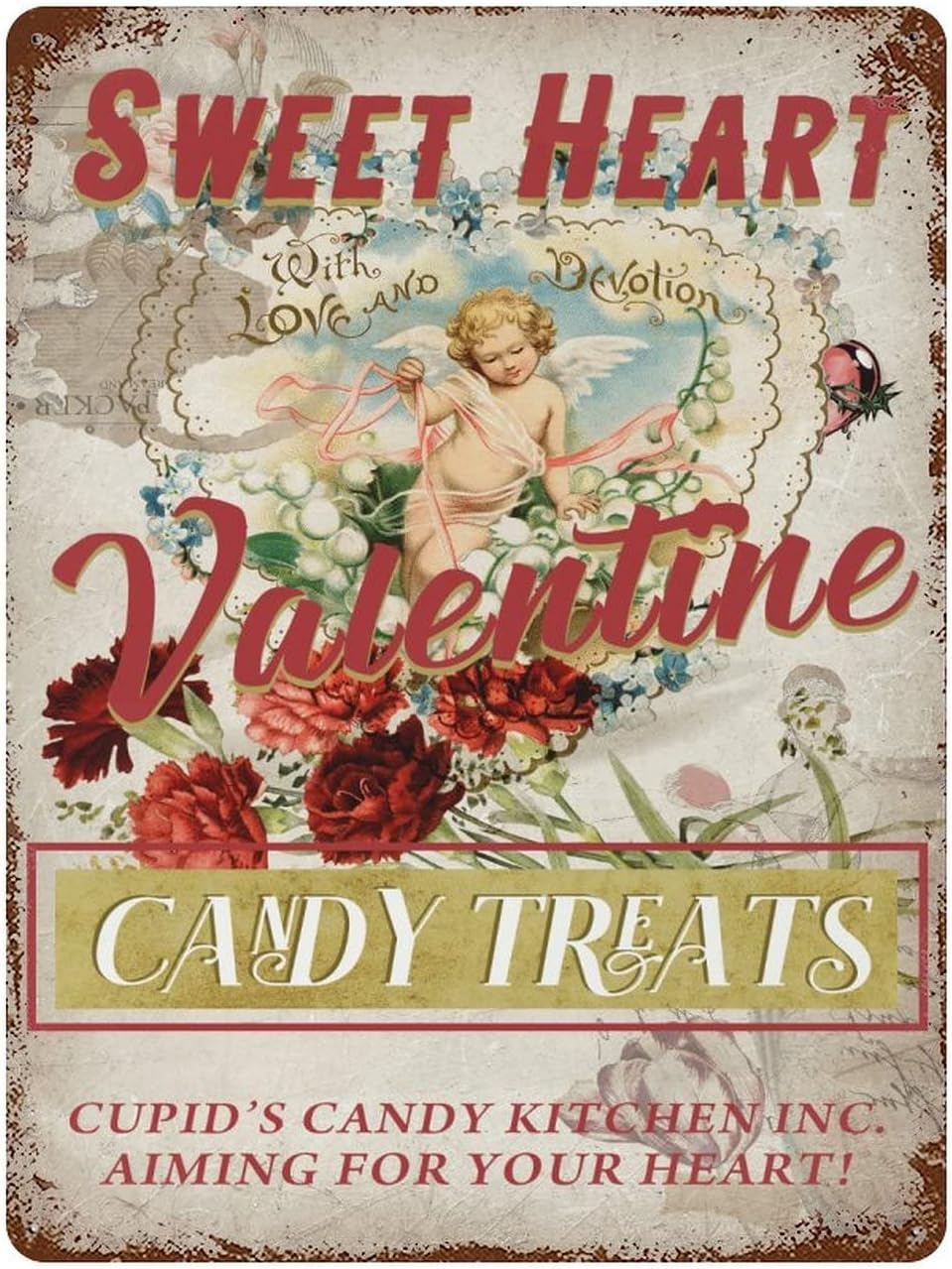 Victorian Vintage Style Cupids Heart Valentines Day Tin Signs French ...