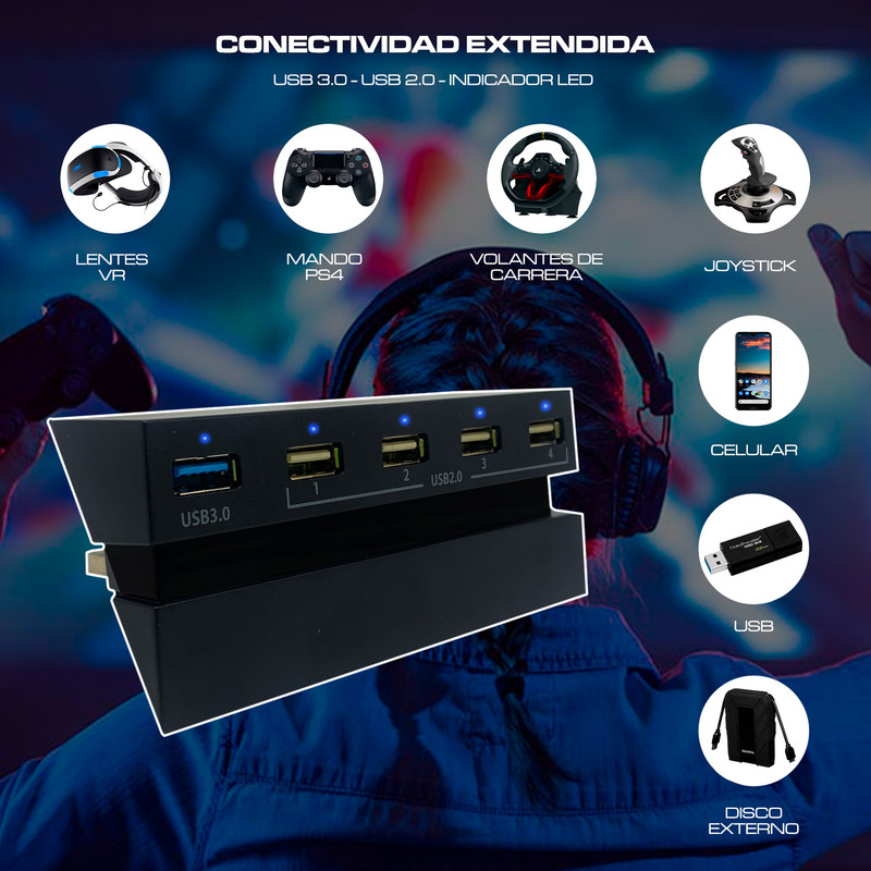 Ripley - HUB USB PARA PLAYSTATION 4 FAT EXTENSION USB RAC STORE