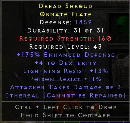 Iso: Rare Or Magic Ethereal Ornate Plate With %ed - Topic - d2jsp