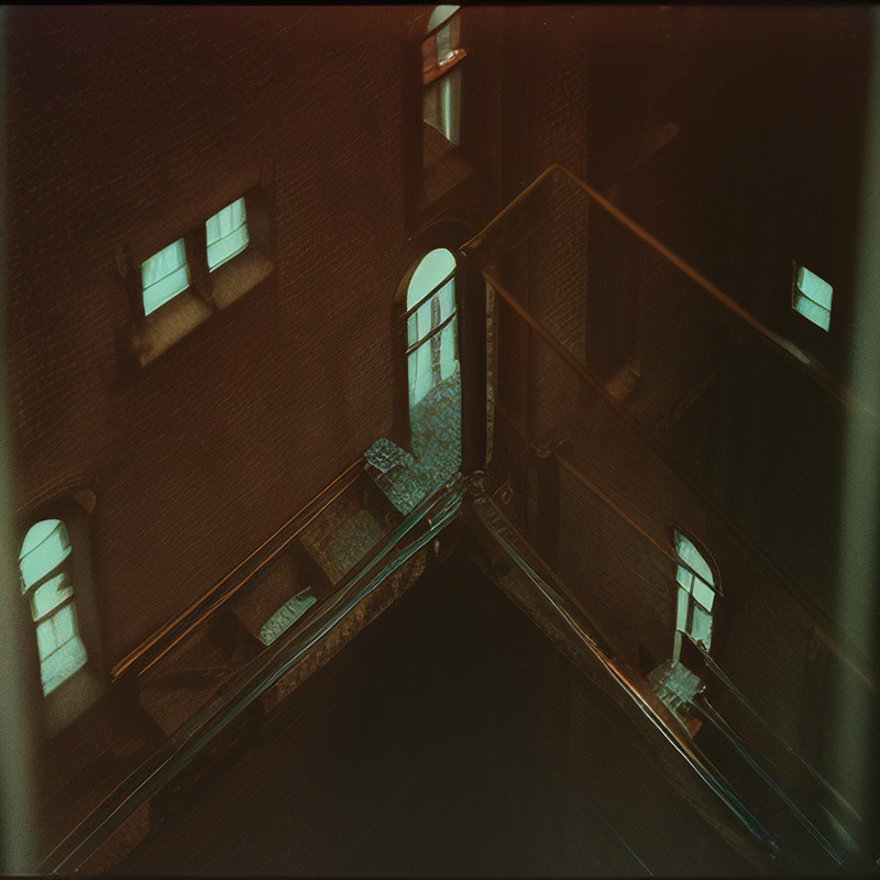 57 analog style a dark city at night buildings of old bricks city sat on channel of greenish ...