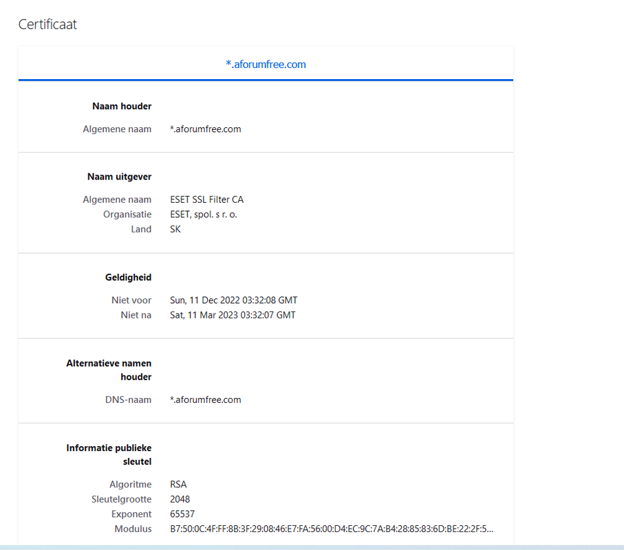 Security certificate issue