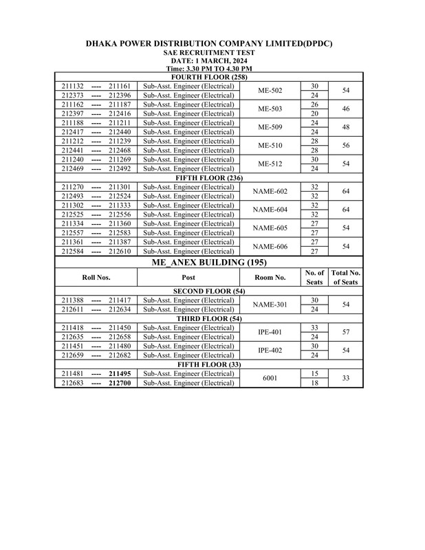 DPDC Exam Seat Plan 2024 PDF 3 — Postimages