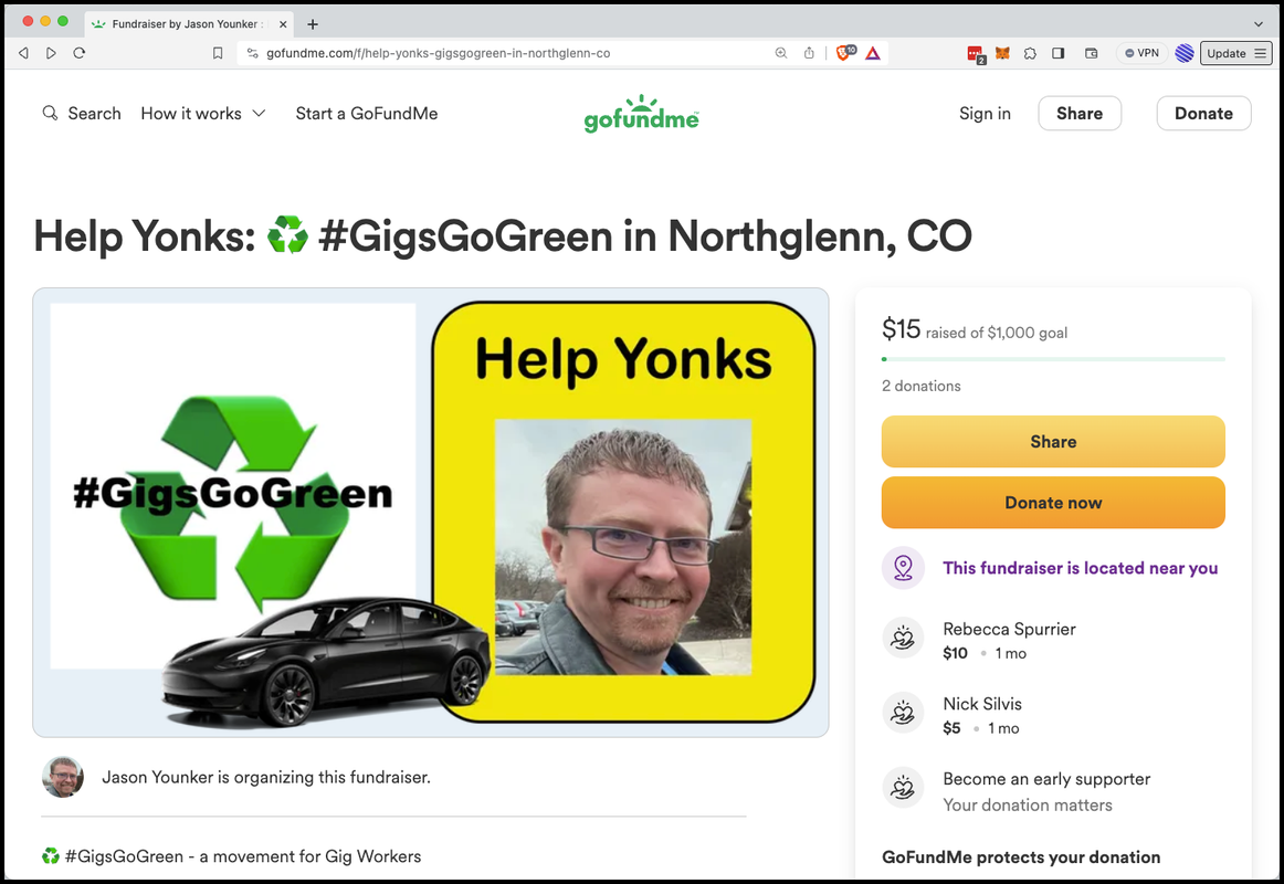 screenshot Go Fund Me com Help Yonks Gigs Go Green 2024 02 02 T1300 MST — Postimages