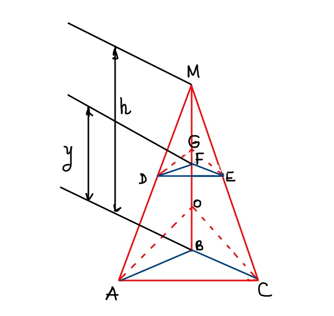 A pyramid with height h and base an equilateral triangle wit | Quizlet